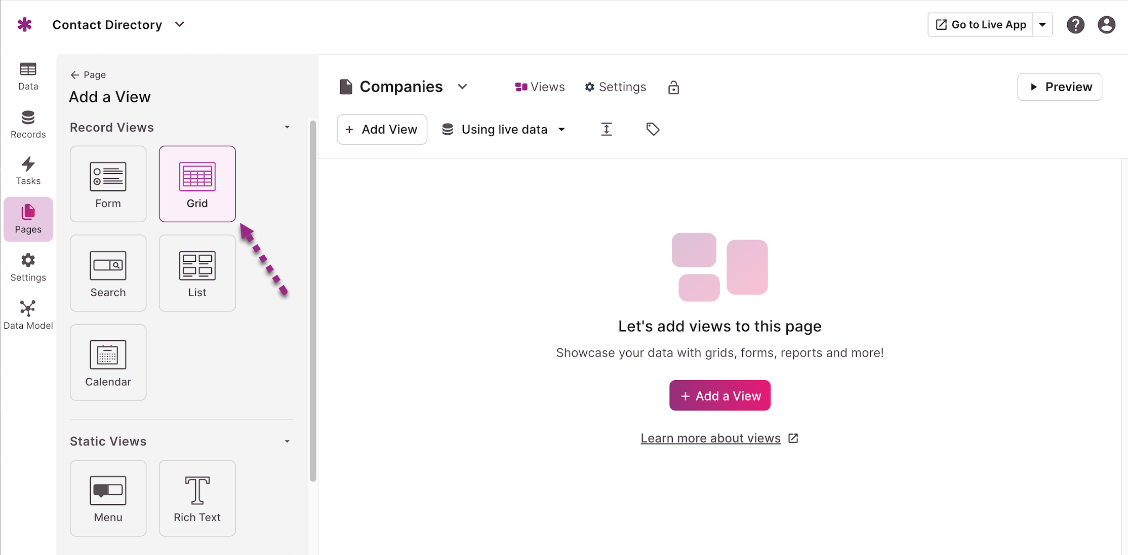 Showing Parent-Child Records in the Live App
